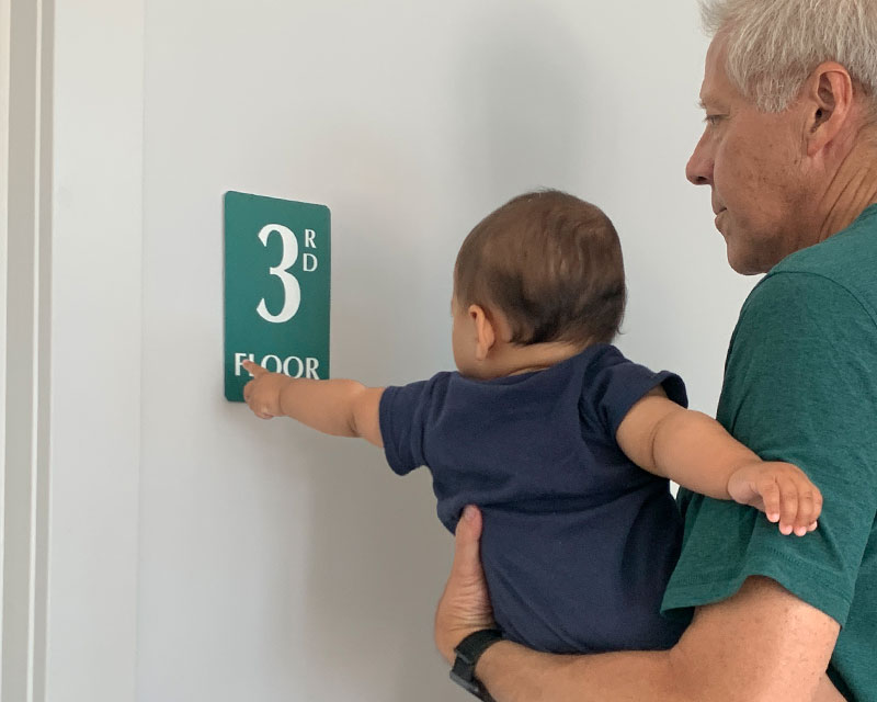 Floor Number Signs - Braille, Engraved,Glow in dark Stair Signs