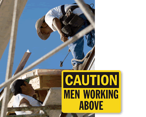Men Working Above Signs - MySafetySign.com