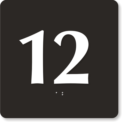 Stock Engraved Braille Sign - Engraved Door Sign with Number '12', SKU ...