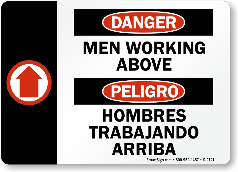 Men Working Above Signs - MySafetySign.com