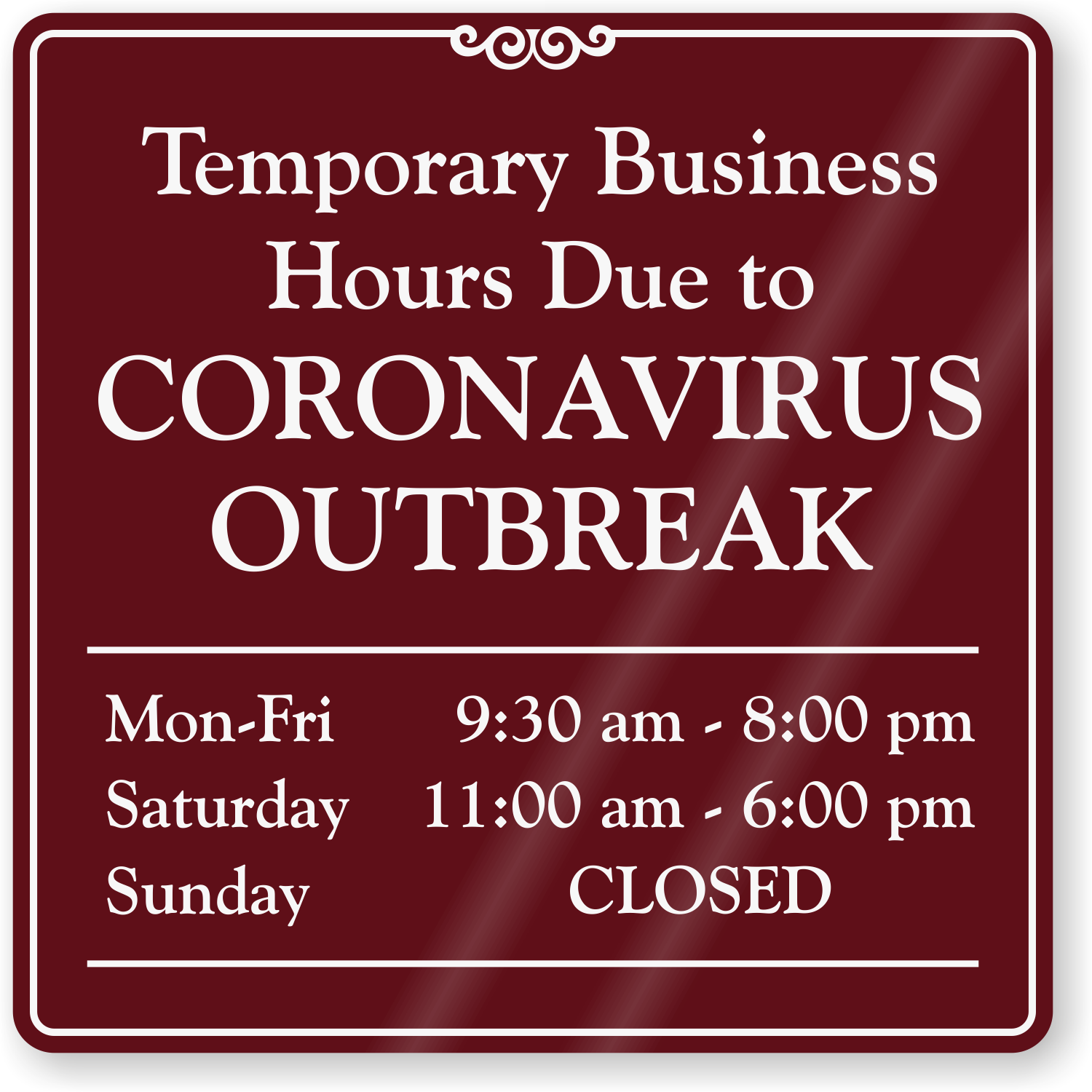Business Hours Signs