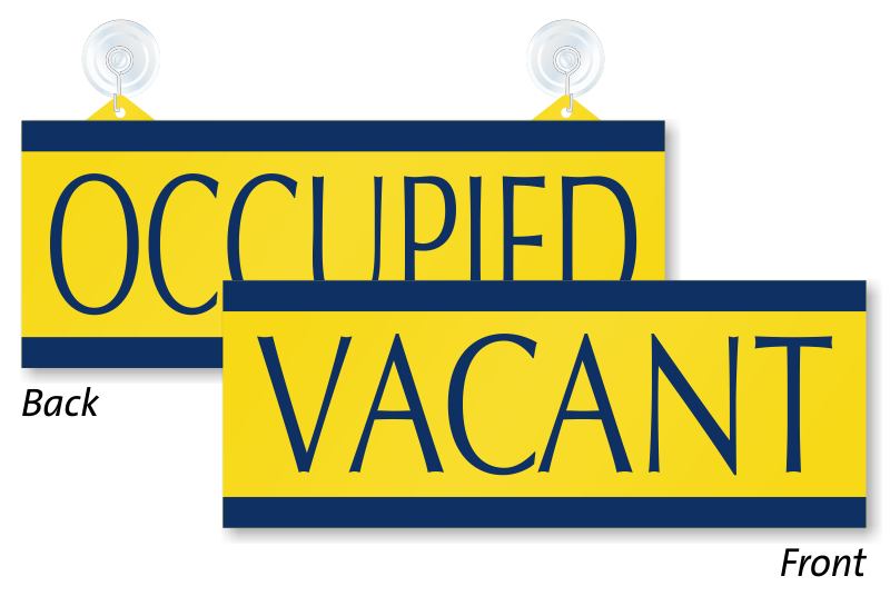 In Use/Vacant Double Sided Sign with Suction Cups, SKU - SE-6894