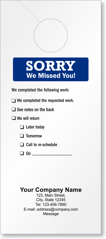 Maintenance Door Hangers Add Your Name Or In Stock Designs