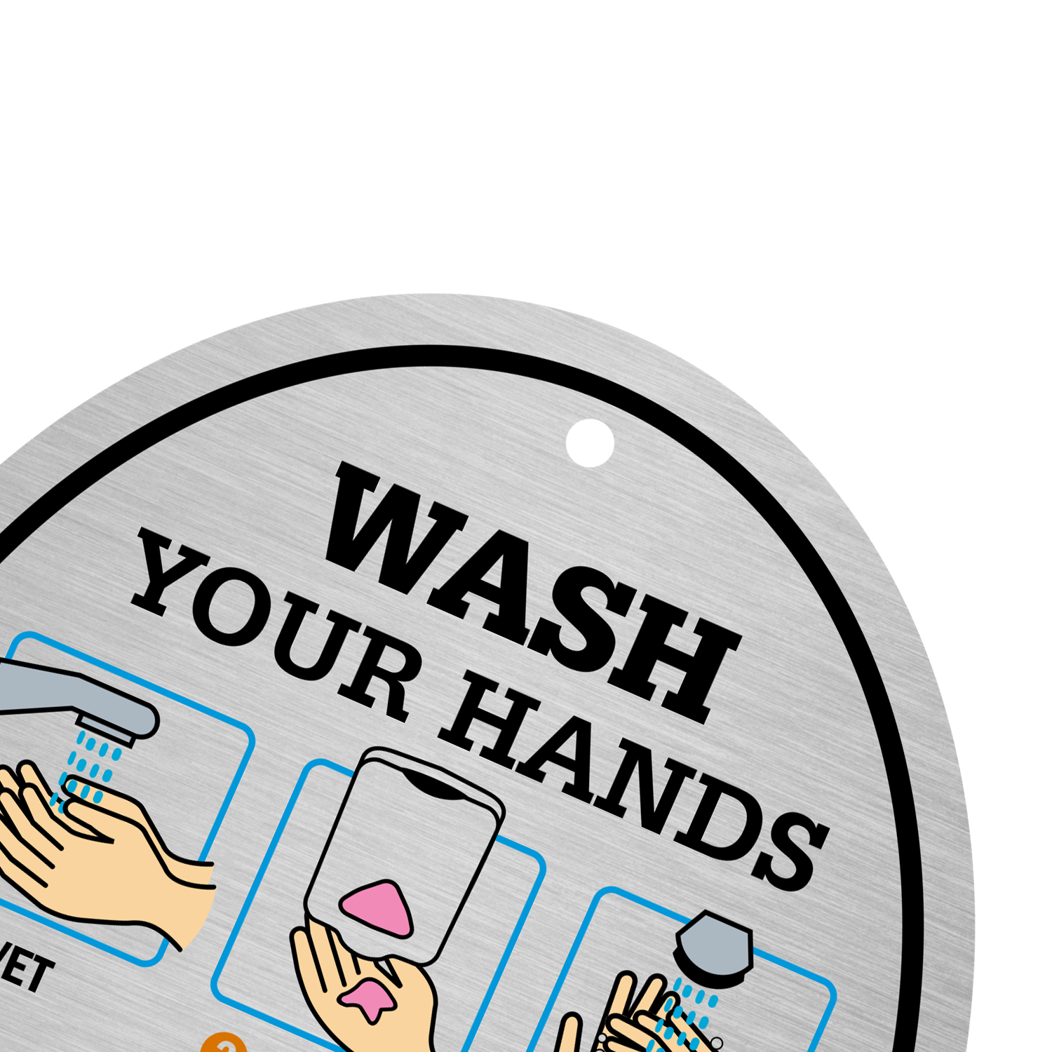 Wash Your Hands Diamond Plate Door Sign