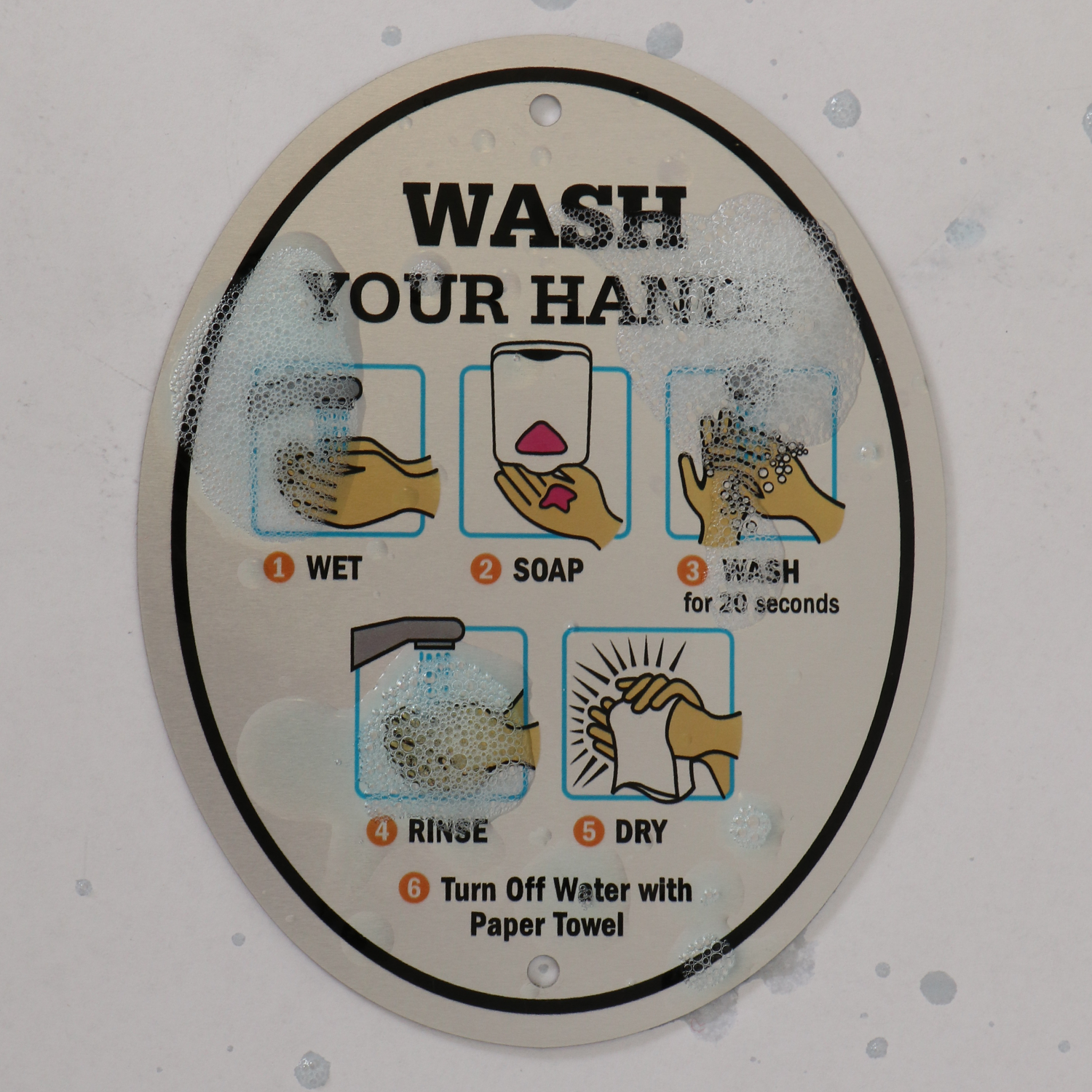 Wash Your Hands Diamond Plate Door Sign