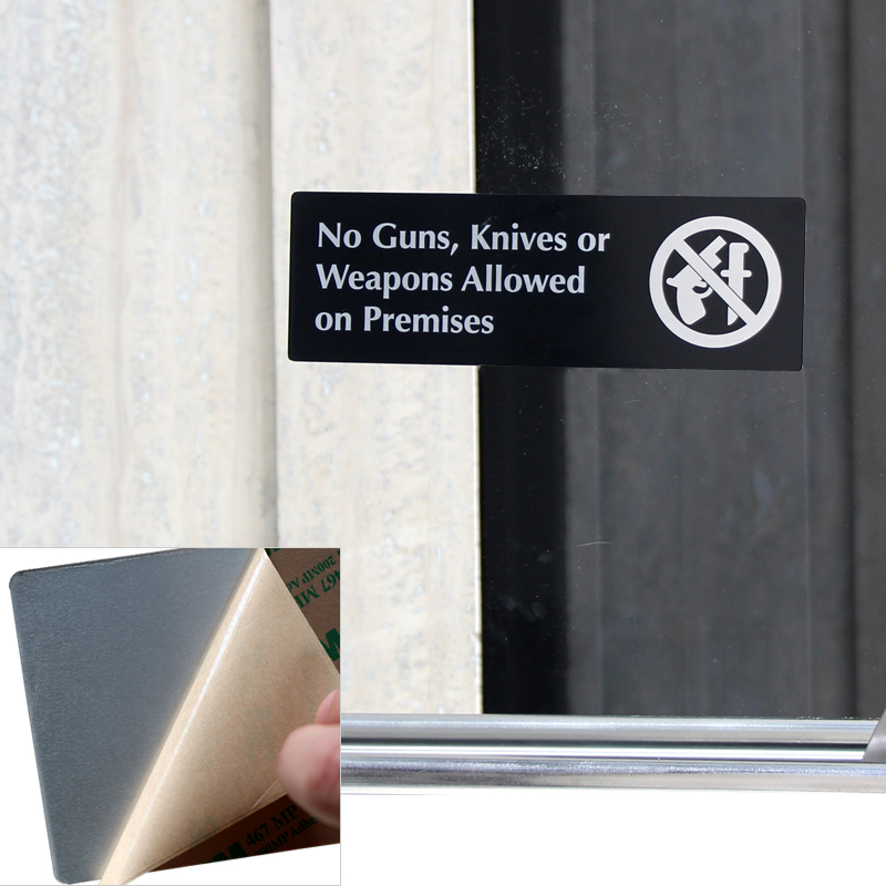 No Guns Knives or Weapons Allowed on Premises Sign for Door, SKU: DP-0039
