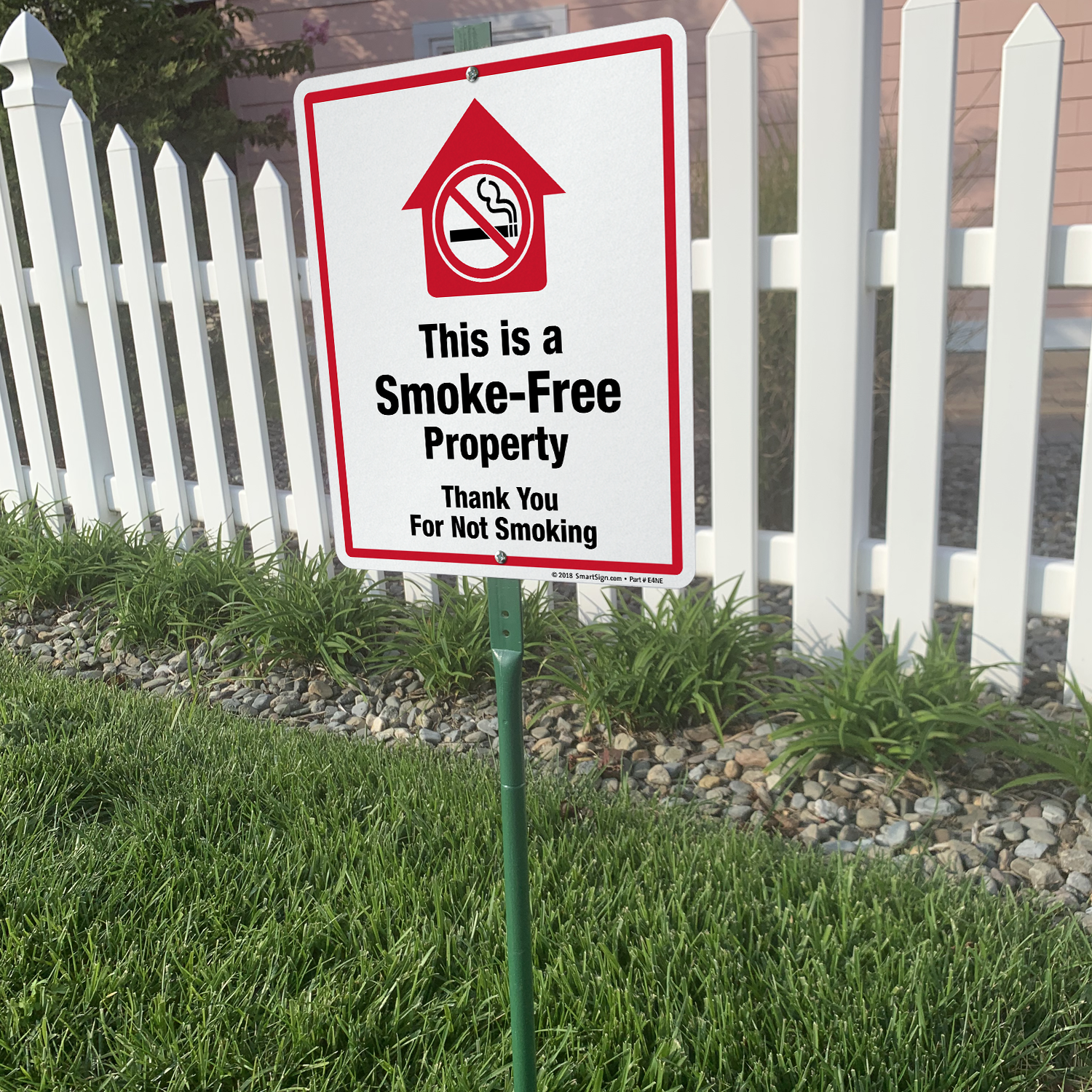 This Is a Smoke Free Property Sign & Stake Kit for Lawn, SKU: K2-5205