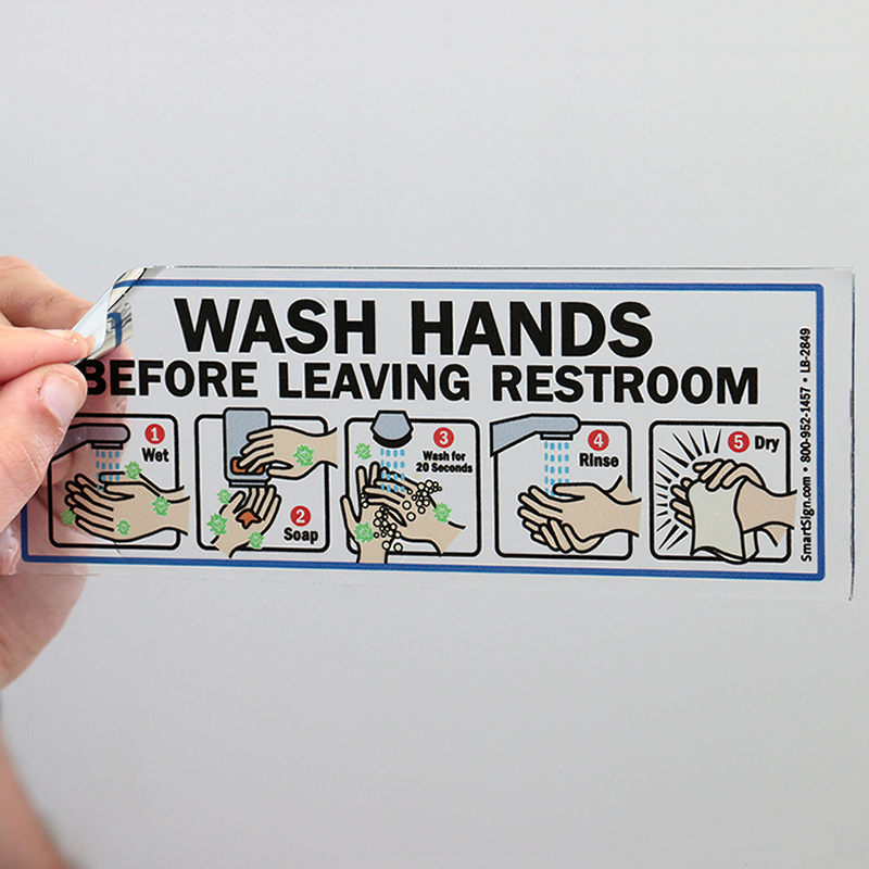 Wash Hands Before Leaving Restroom Mirror Decal Signs