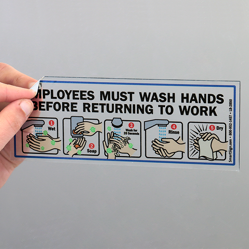 Employees Must Wash Hands Before Returning Mirror Decal Signs