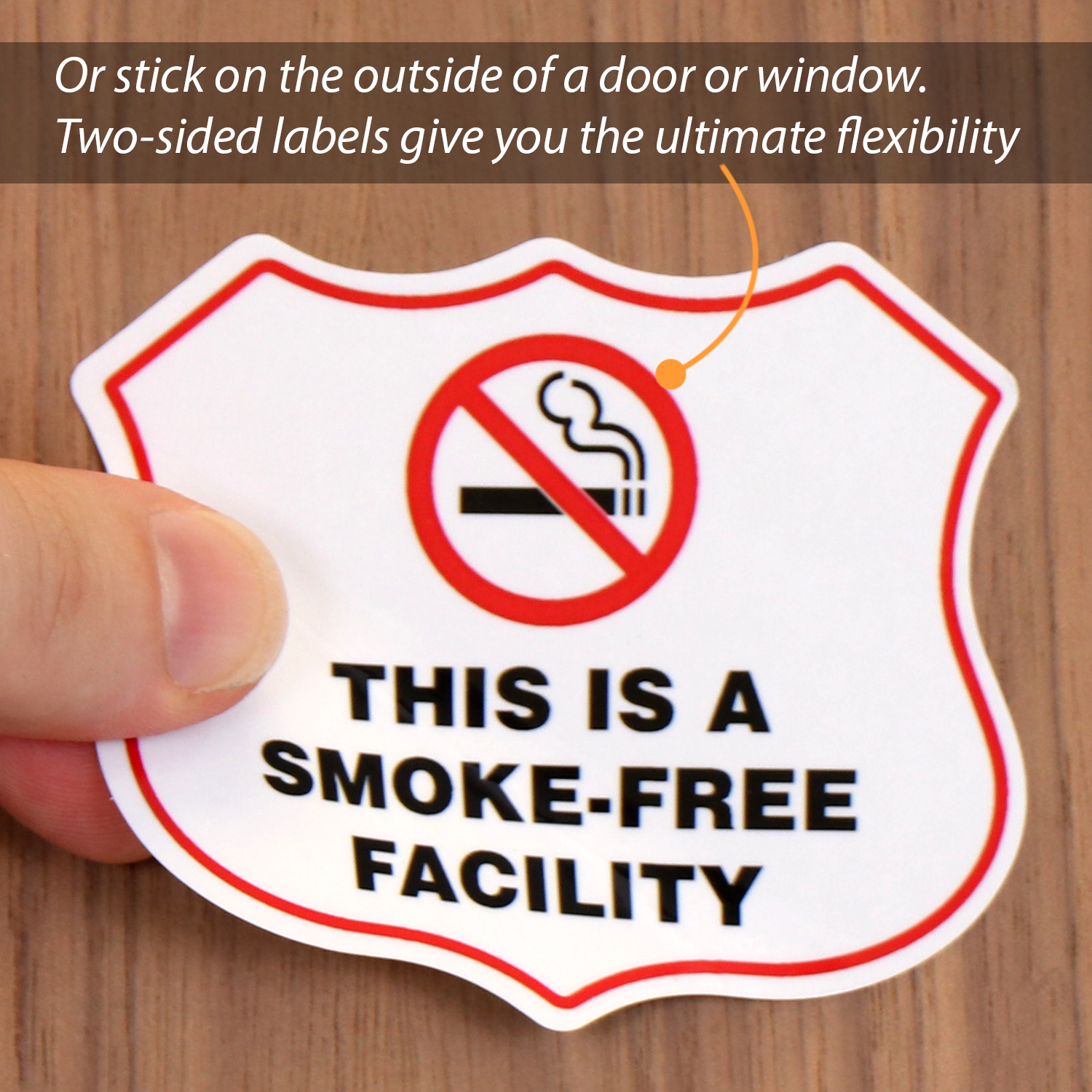 This Is a Smoke Free Facility Shield Label Set, SKU: LB-4161