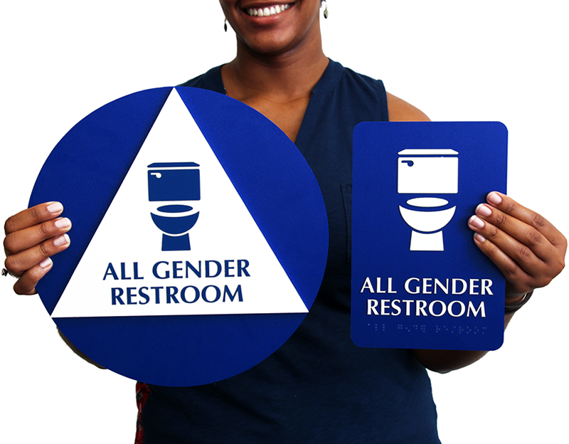 California Wall Door All-Gender Restroom 2 Signs/Kit, SKU - SE-6071