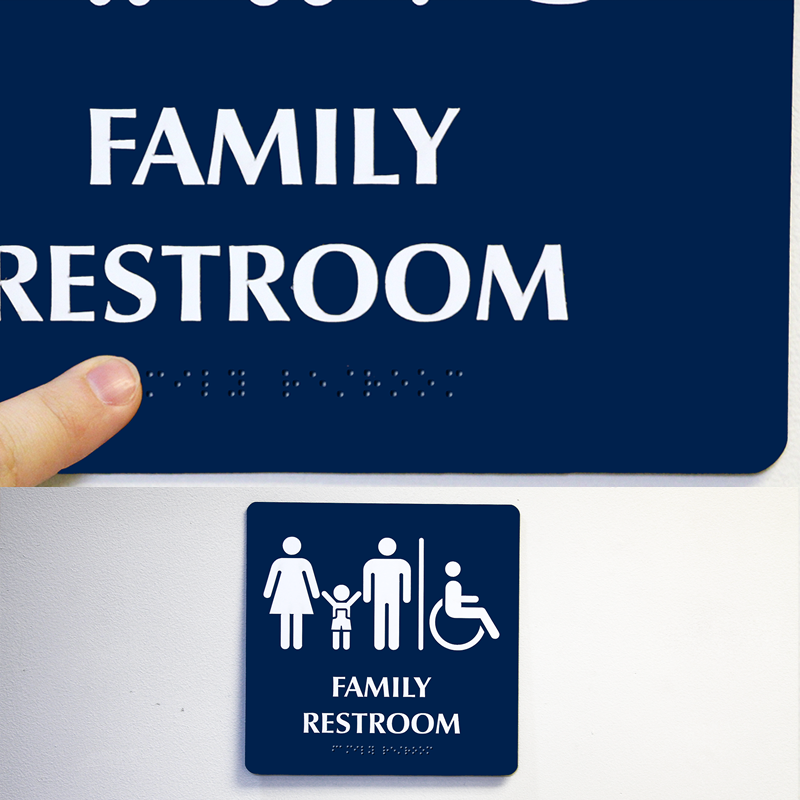 Male Female Child Accessible, Family Restroom Braille Sign, SKU - SE ...