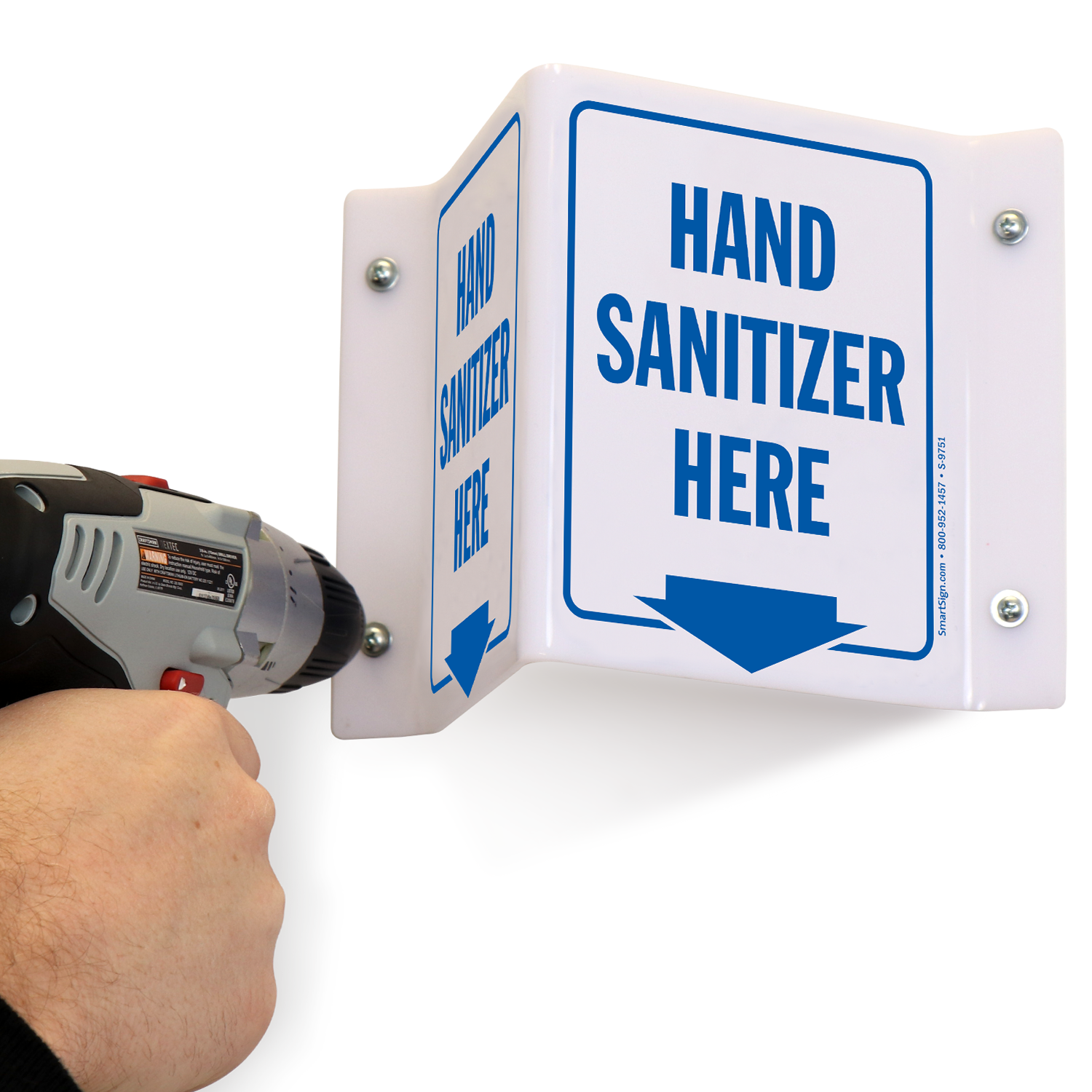 Projecting Hand Sanitizer Here Sign