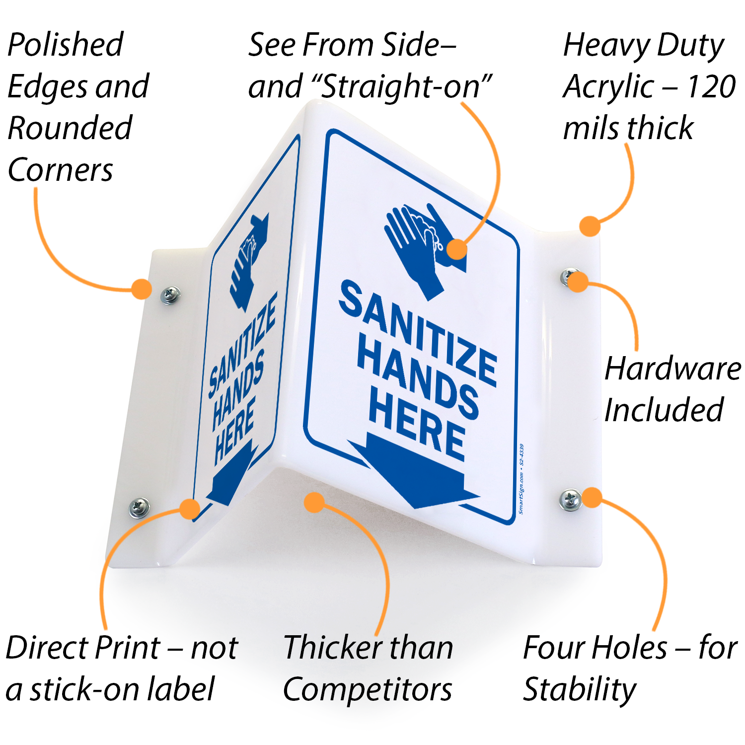 Sanitize Hands Here Projecting Sign