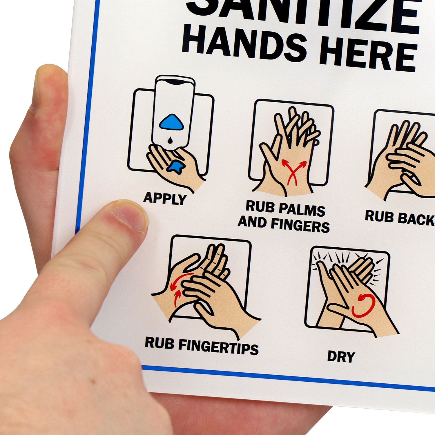 ShowCase Hand Sanitize Sign - Sanitize Hands Here - 6" x 6" Wall Sign