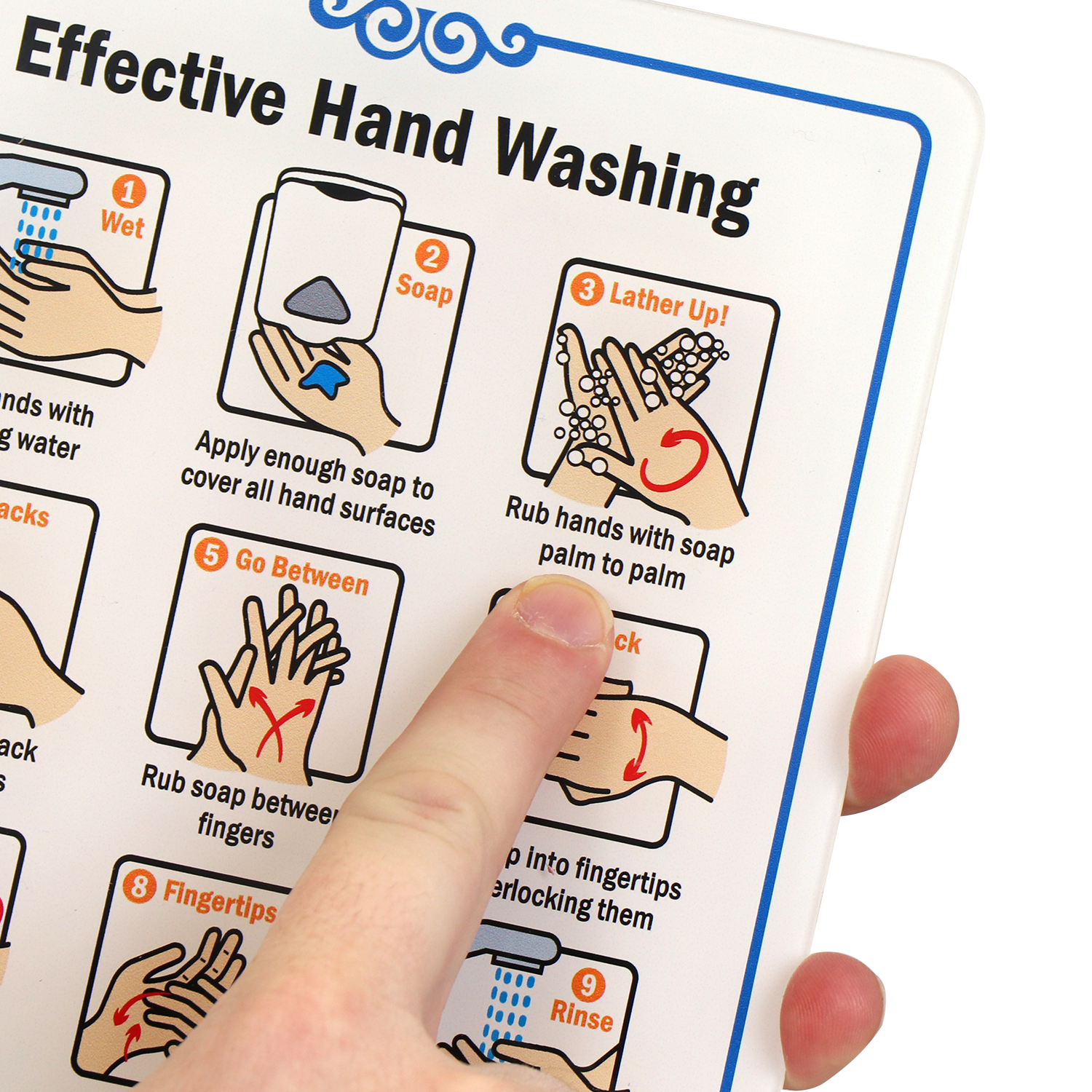 ShowCase Effective Hand Washing Sign - 9" x 6" Wall Sign