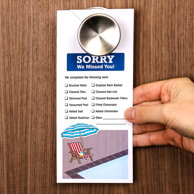 Sorry We Missed You We Completed The Following Work Door Tag SKU TG 0995