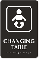 Braille Changing Table Sign With Baby Wearing Diaper Symbol, SKU: SE-5198