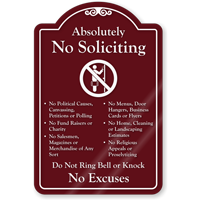 Absolutely No Soliciting ShowCase Sign, SKU: SE-7066
