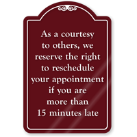 Right To Reschedule Appointment ShowCase Sign, SKU: SE-7076