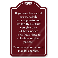Cancel Or Reschedule Appointment ShowCase Sign, SKU: SE-7058