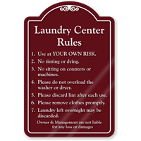Laundry Center Rules ShowCase Sign, SKU: SE-7056