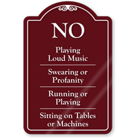 No Playing Loud Music ShowCase Sign, SKU: SE-7052