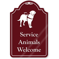 Service Animals Welcome ShowCase Sign, SKU: SE-7048