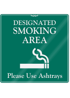 Designated Smoking Area ShowCase Wall Sign, 12 x 12 Inches, SKU: SE-5996