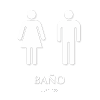 Braille Unisex Spanish, Baño Sign With Male Female Pictograms, SKU: SE ...