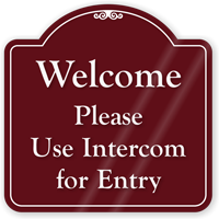 Please Use Intercom For Entry ShowCase Sign, SKU: SE-7069