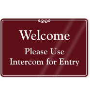 Please Use Intercom For Entry ShowCase™ Wall Sign - Visitors Sign, SKU ...