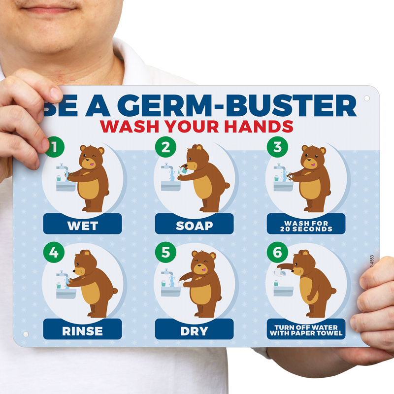 Be a Germ Buster Wash Your Hands Sign, SKU: S2-4553